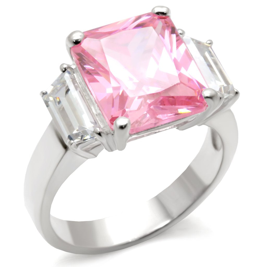 34102 - High-Polished 925 Sterling Silver Ring with AAA Grade CZ in Ro ...