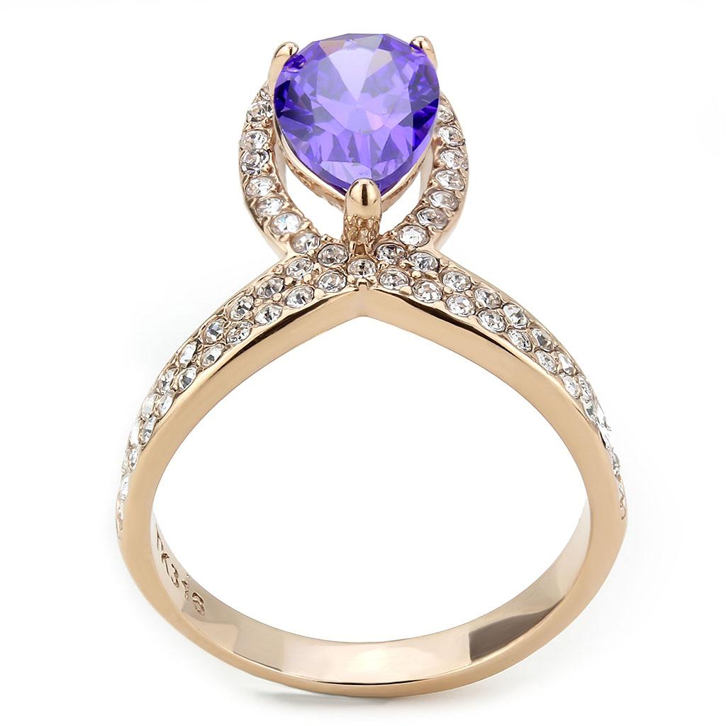 TK3589 - IP Rose Gold(Ion Plating) Stainless Steel Ring with AAA Grade ...