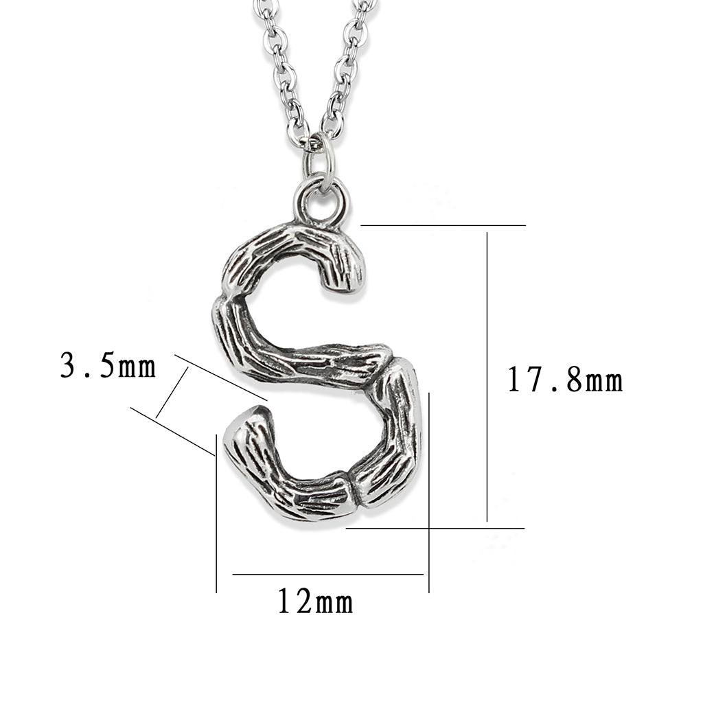 TK3853S High Polished Stainless Steel Chain Initial Pendant - Letter S ...