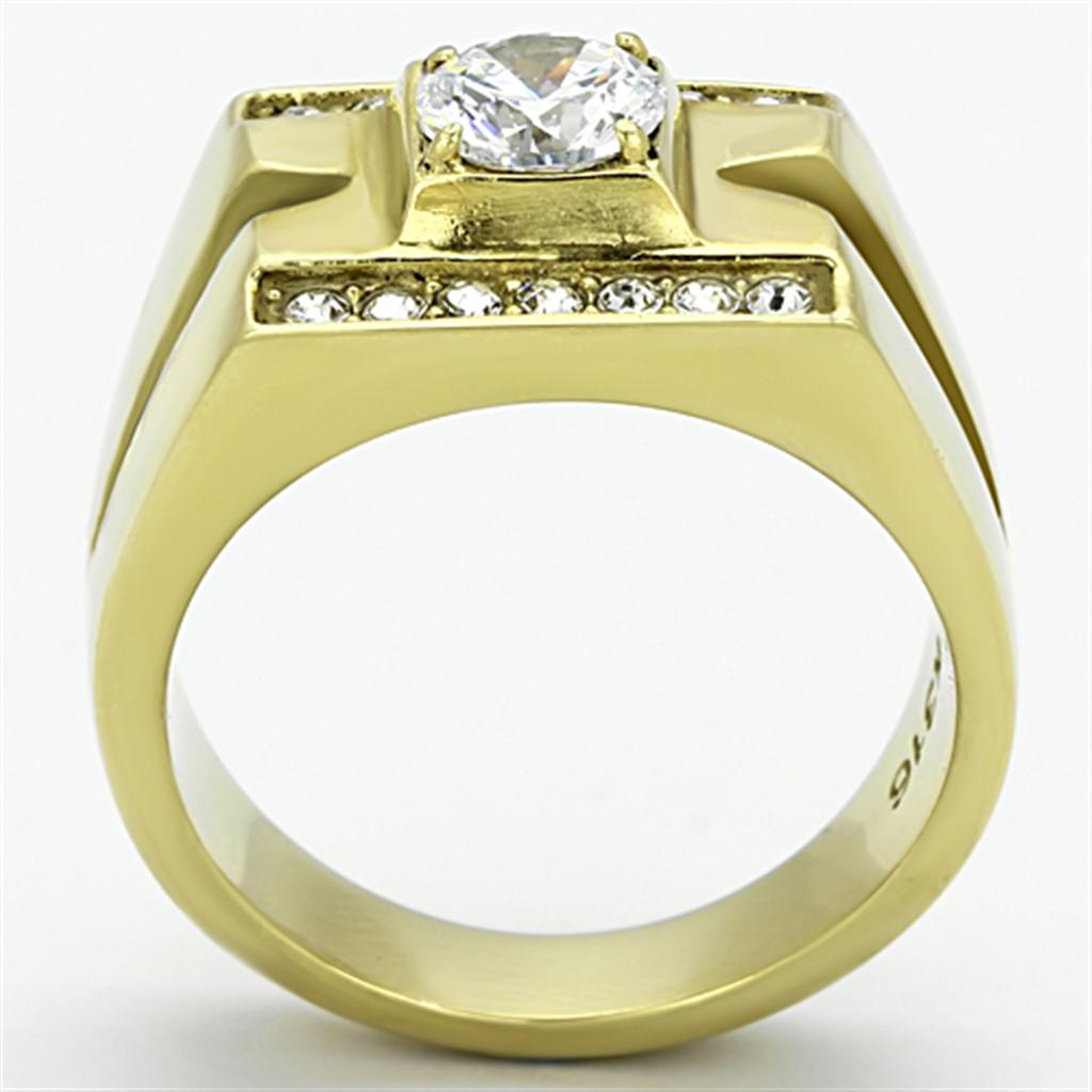 TK777 - IP Gold(Ion Plating) Stainless Steel Ring with AAA Grade CZ in ...