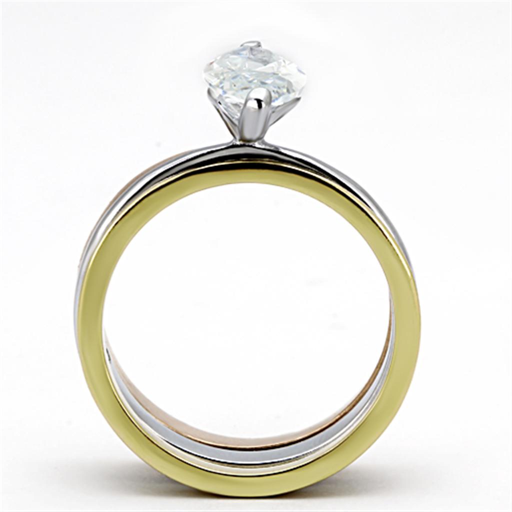 TK964 - Three Tone (IP Gold & IP Rose Gold & High Polished) Stainless ...