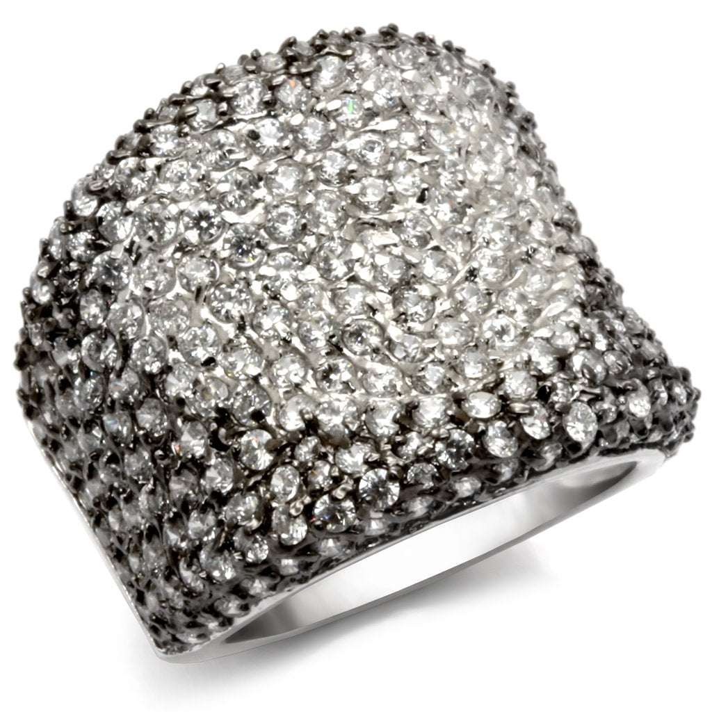 LOS122 - Rhodium + Ruthenium 925 Sterling Silver Ring with AAA Grade C ...